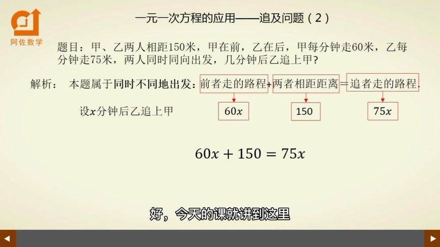一元一次方程的应用——追及问题(2),第二类题型画瓢画到底!
