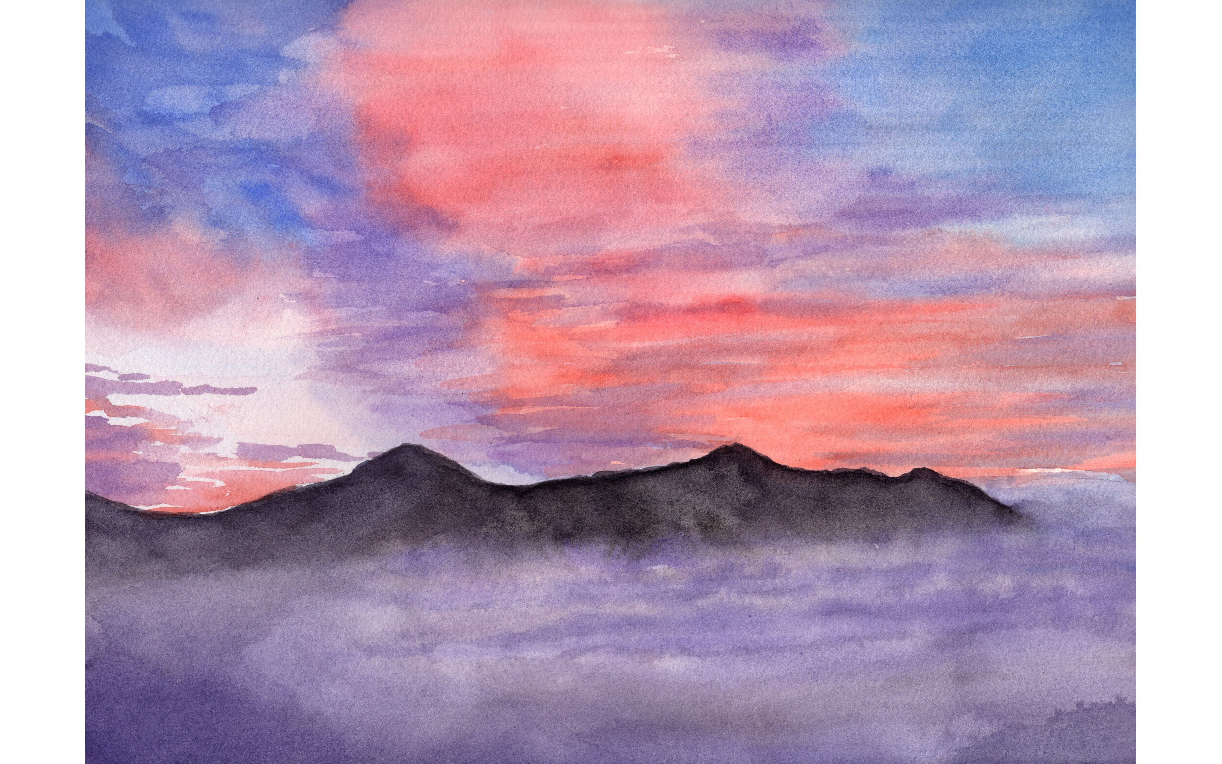 【水彩教程】彩云下的那片山 简单水彩画新手教程...