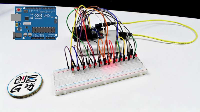 arduino编程入门实验流水灯效果制作,初学者必会项目