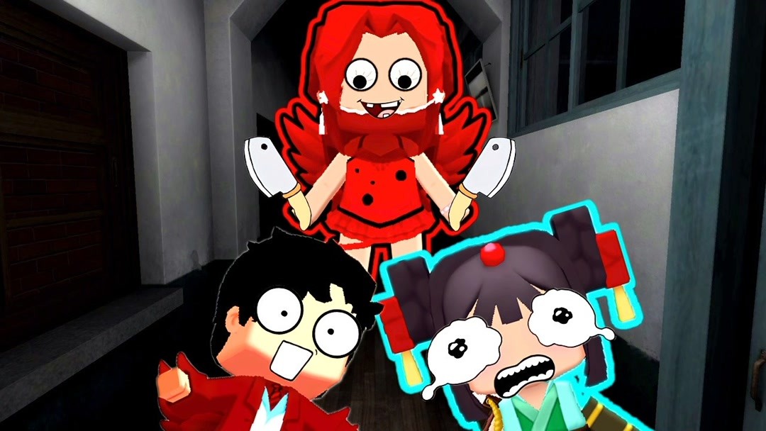 迷你世界 强锅进入恐怖学校,温柔扮红衣女gui,把自己吓的哇哇叫