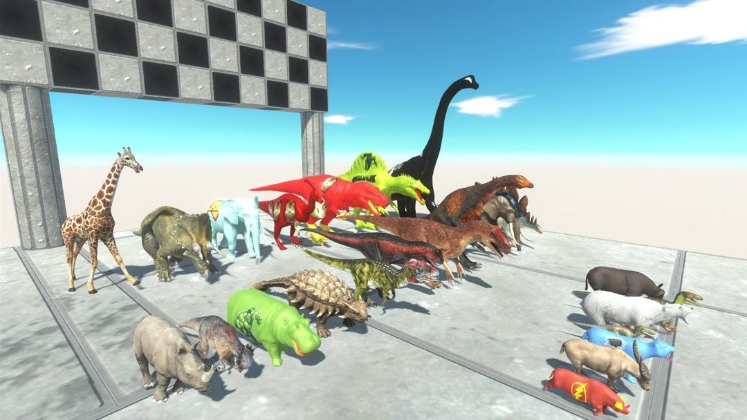 动物战争模拟器:天空中所有恐龙与动物超级英雄的,速度竞赛!