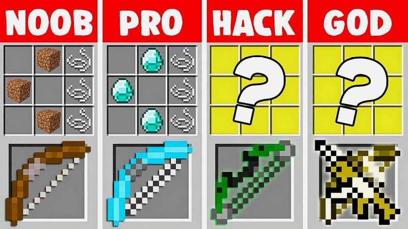 我的世界:新手vs老手战斗 超级弓制作挑战