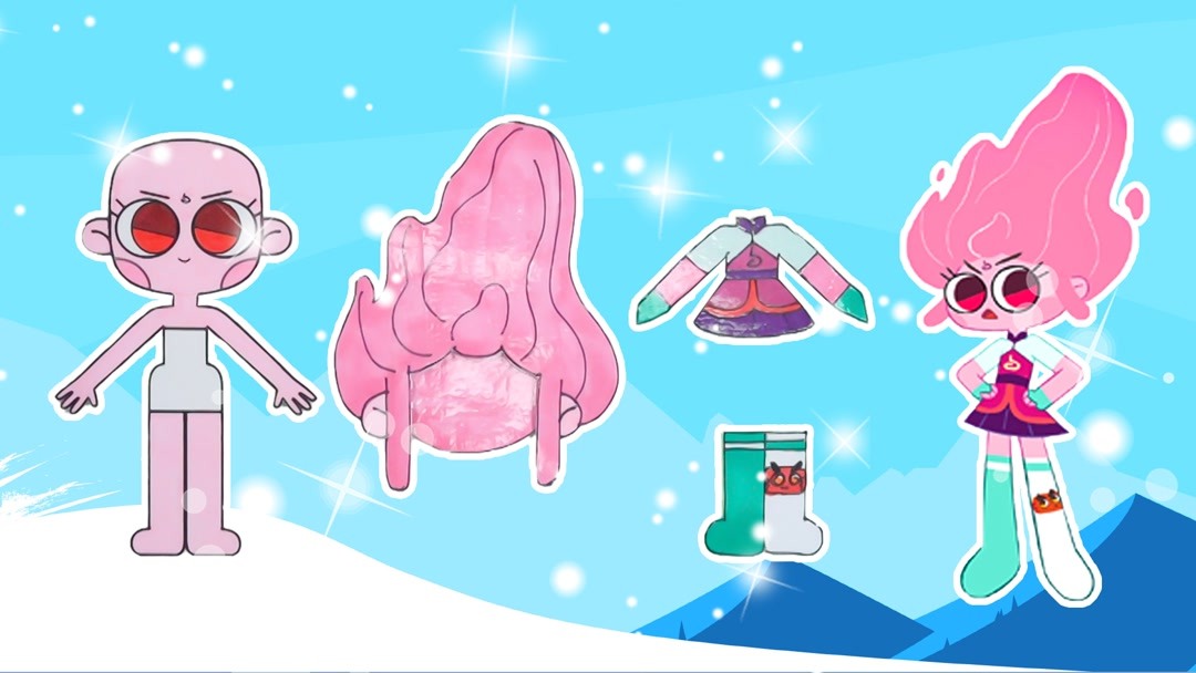 手工纸娃娃玩具:《天真与功夫袜》,天真-功夫女侠装扮