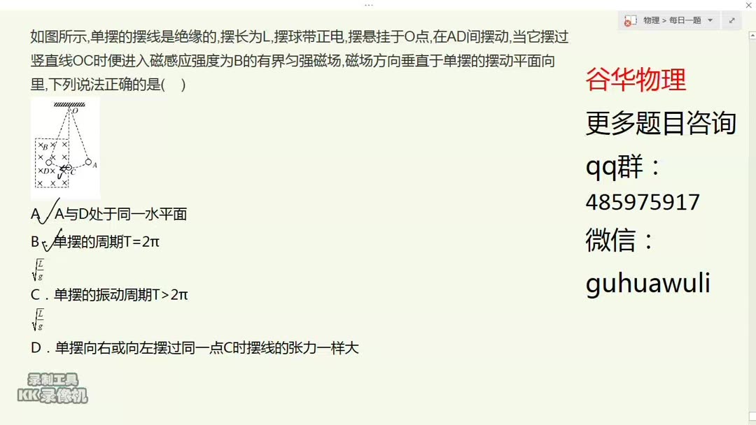 单摆与洛伦兹力 高二物理 【谷华物理】