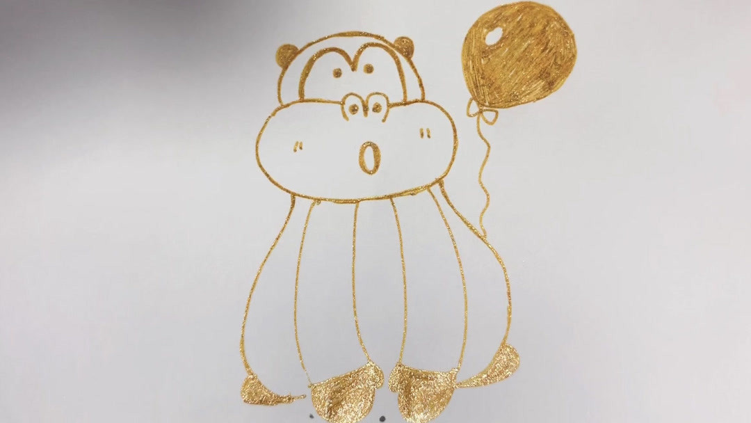 大猩猩简笔画,带着气球去玩耍