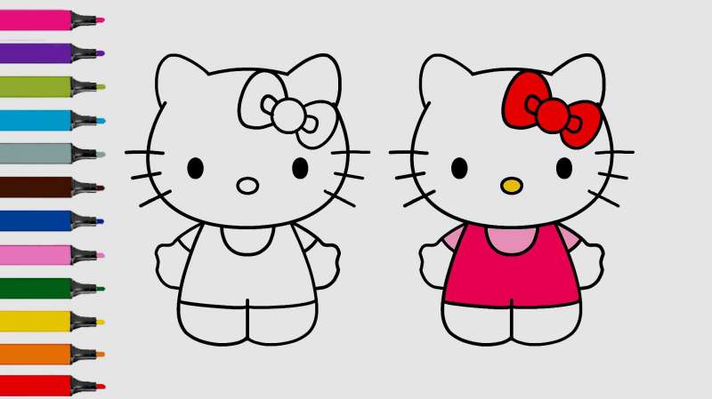 凯蒂猫绘画儿童简笔画宝宝学画画小猫咪少儿可爱小猫Hello Kitty