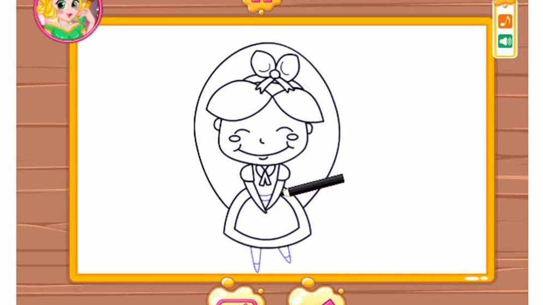 【卡卡】迪士尼公主简笔画涂色 公主的脚象铅笔尖游戏