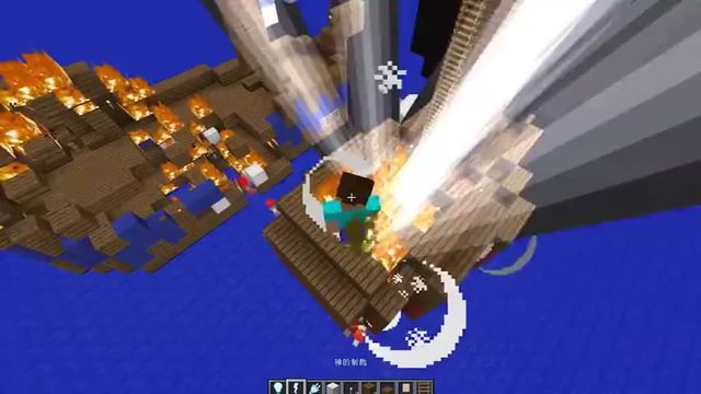 我的世界,遇上怪物不要慌,引雷直接把它的家给烧了!