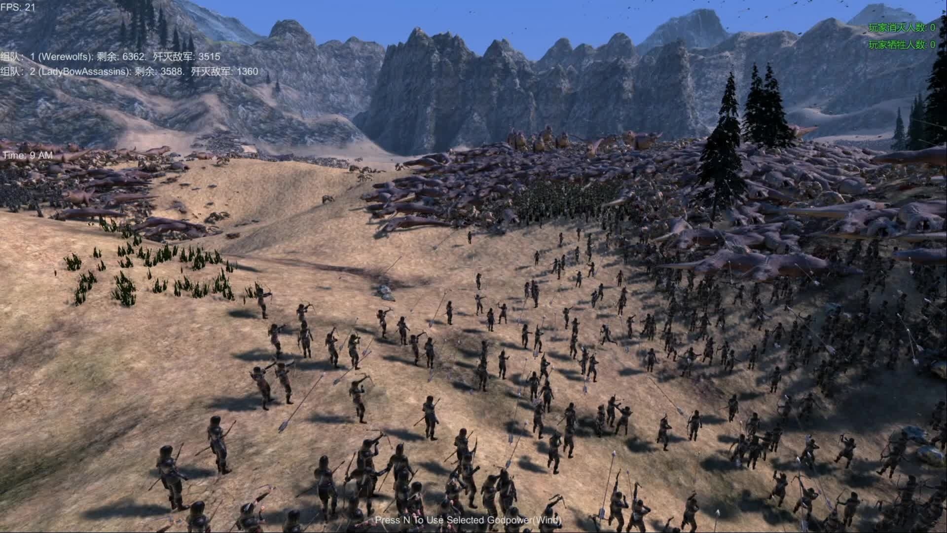 战争模拟器:弓箭手将沙漠团团围住,要狩猎上千个狼人?