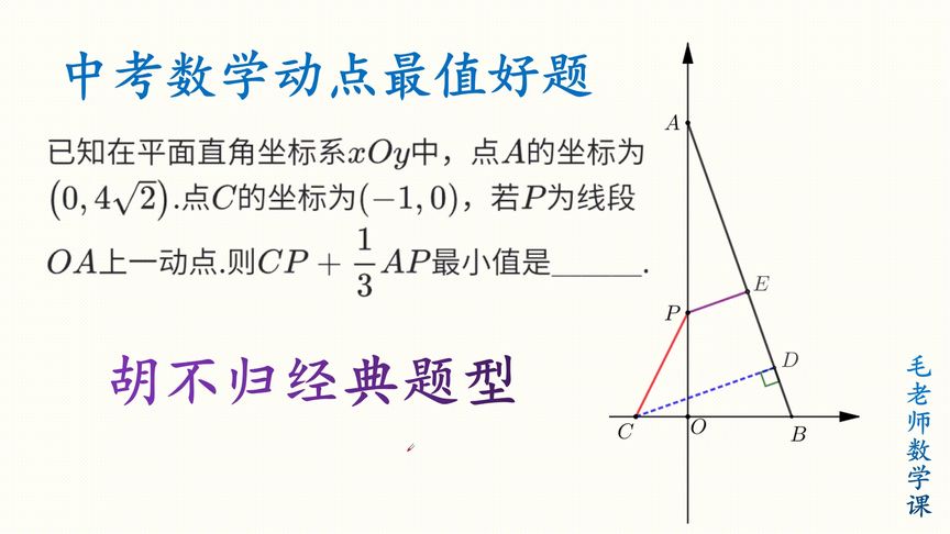 中考数学动点最值好题,胡不归问题典型例题,不会的同学认真学学