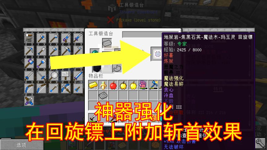 我的世界:匠魂回旋镖上附加斩首效果【伊卡洛斯迫降40】