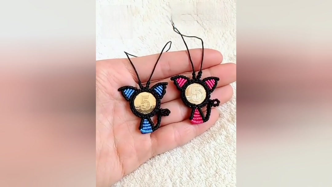 手工编织,可爱的硬币小猫