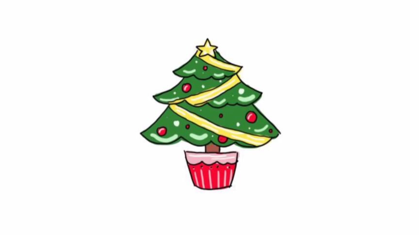 绘画教程之如何画一棵名叫五彩斑斓圣诞美代子的圣诞树。