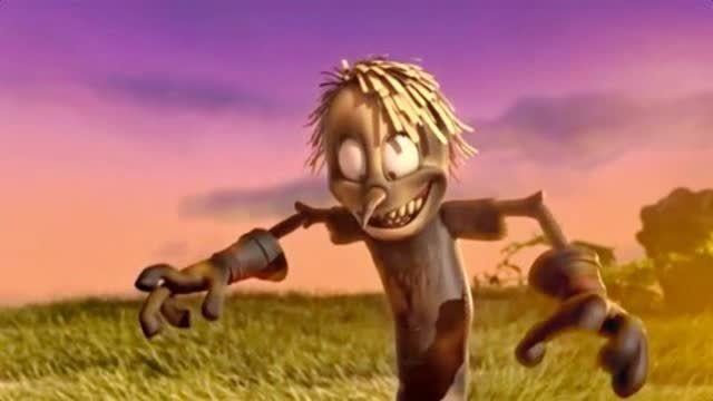 乌鸦从不害怕稻草人,他的大虫子才最可怕,谐趣动画让人忍俊不禁