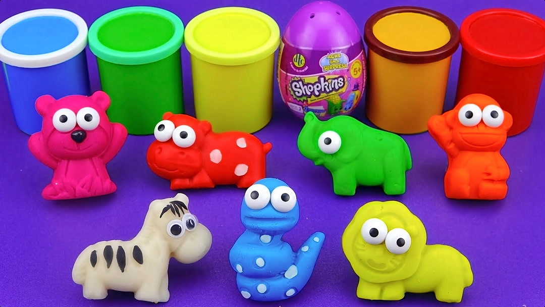 彩色橡皮泥捏出不同的动物模型