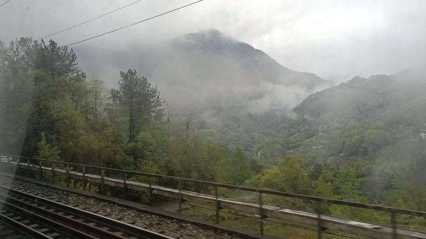 K358次列车飞驰在宜万线,途中进巴东站交汇2A管内动车,只有8编