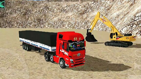 卡车模拟,开着解放6卡车到矿场拉货,山路不好走!