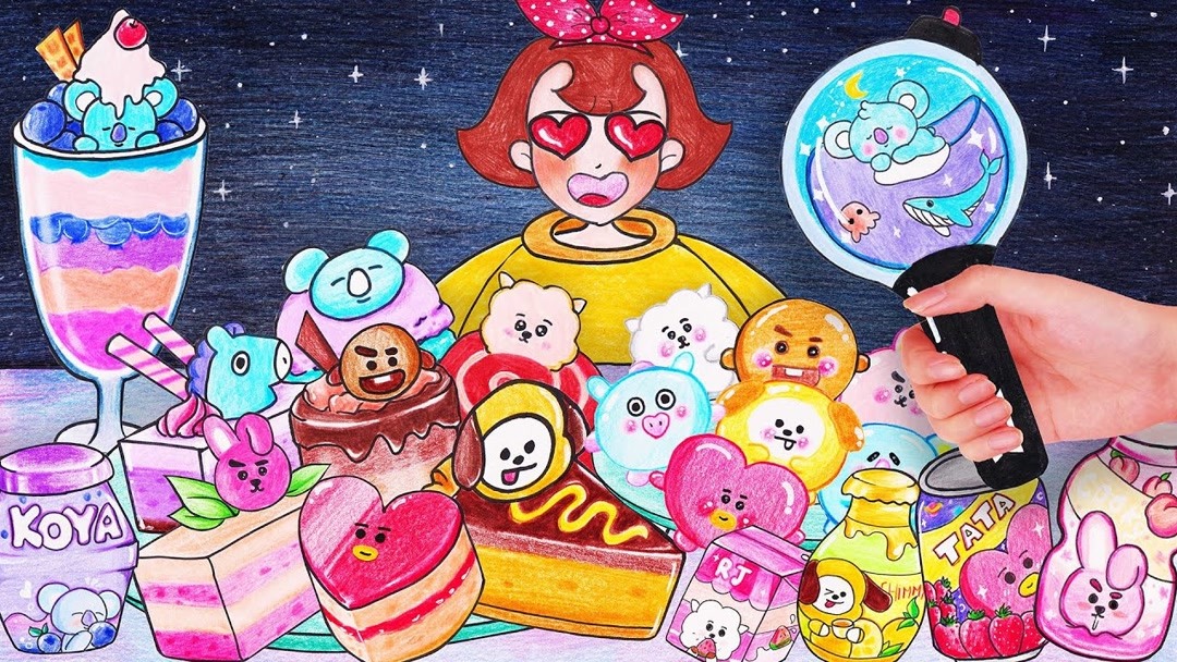 趣味定格动画:少女做彩虹星空甜品