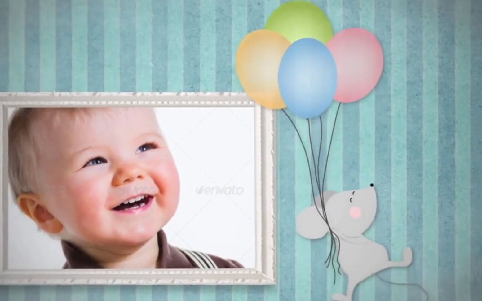 BD25卡通儿童电子相册生日祝福成长纪念档案宝宝满月百日宴AE模板...