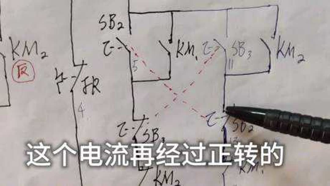 三相电动机正反转控制电路图,按钮互锁和接触器辅助触点互锁