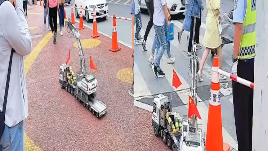 辽宁街头惊现载饮料的遥控模型车,下一幕交警懵了,结局很温暖!