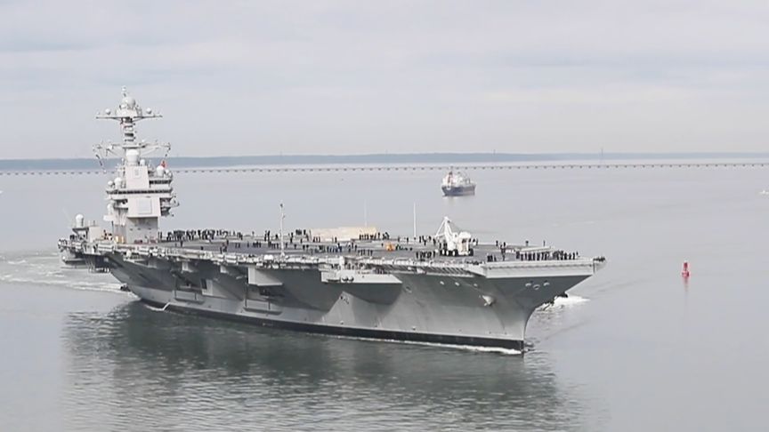 美军建造世界最大核动力航母福特号25日海上试航仔细围观真的好大