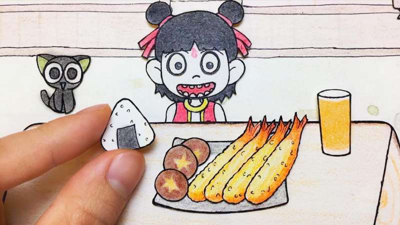 手绘定格动画:一份天妇罗,一个饭团,哪吒的年夜饭好简单