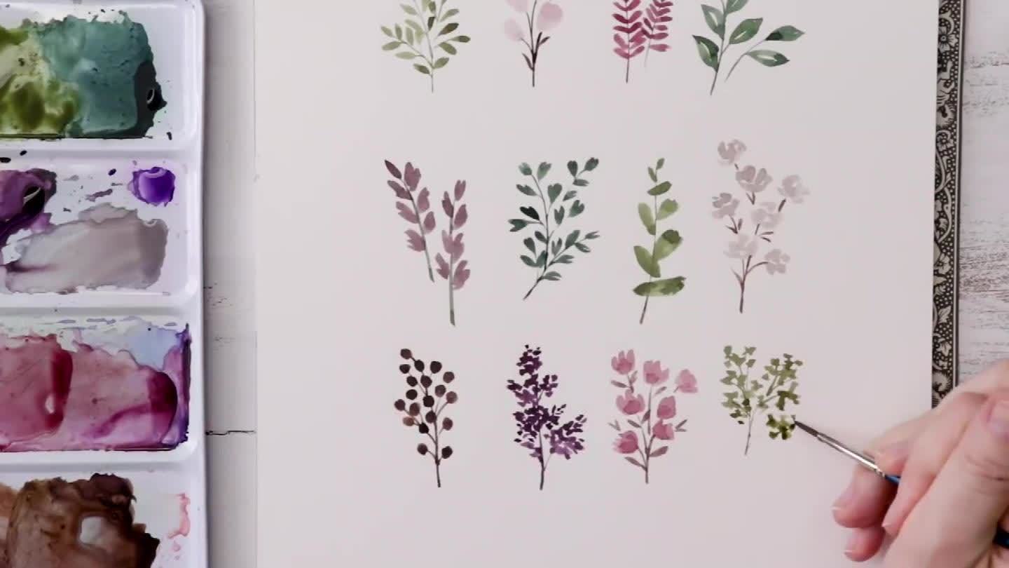 水彩教程:手绘清新叶子绘画技法