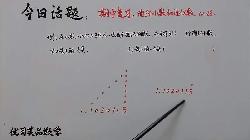 2020五年级数学上册期中复习:循环小数和近似值,优司芙品数学