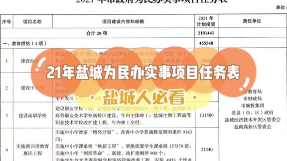 2021年市政府为民办实事项目任务表#江苏有红人 #抖音探官成团吧