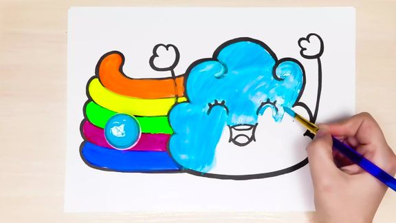 彩虹云朵#简笔画 #创意美术 #一起学画画