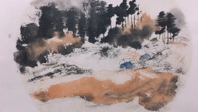 用简单的画法画水墨小品山水画