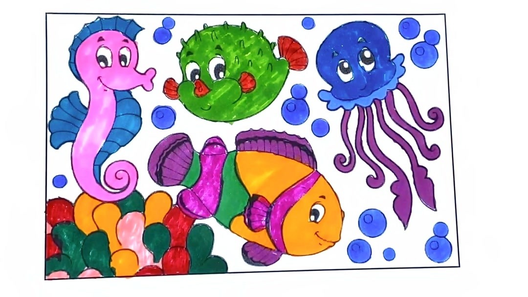 简笔画:海洋世界,温馨家园,双鱼!这些你能画出来吗?