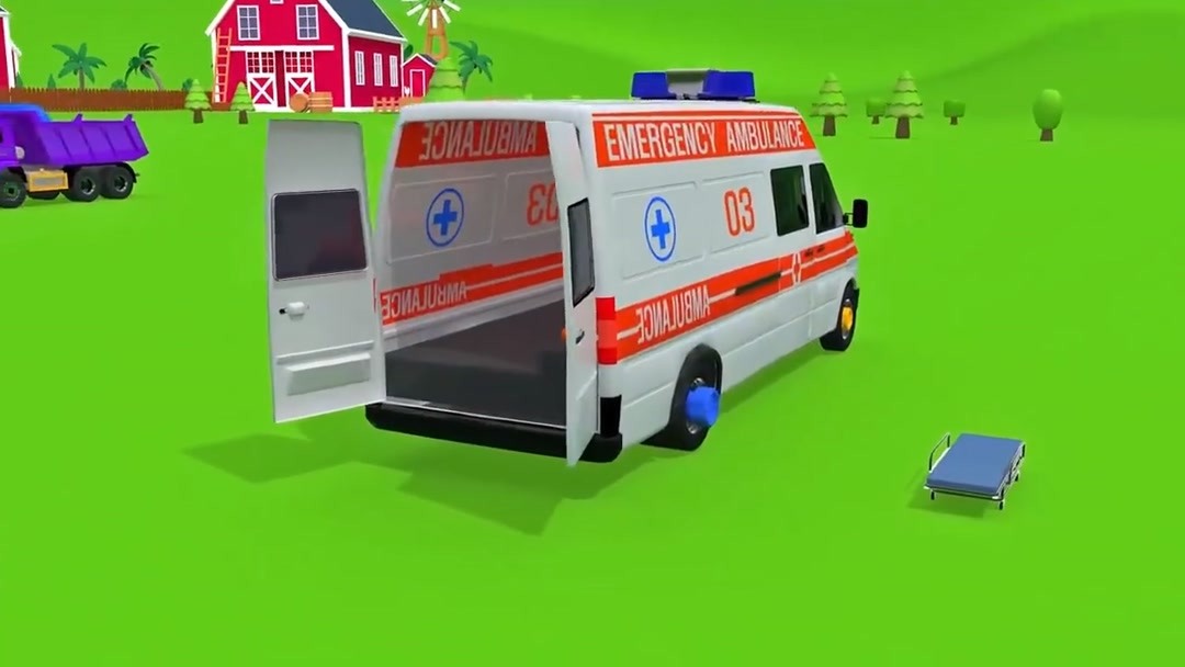 少儿卡通动画 组装救护车