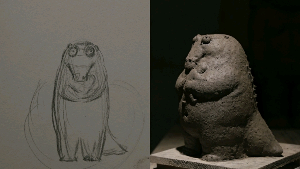 陶艺雕塑||从猛兽到萌兽的制作过程。为了省泥,近段都在做小孤品原作...