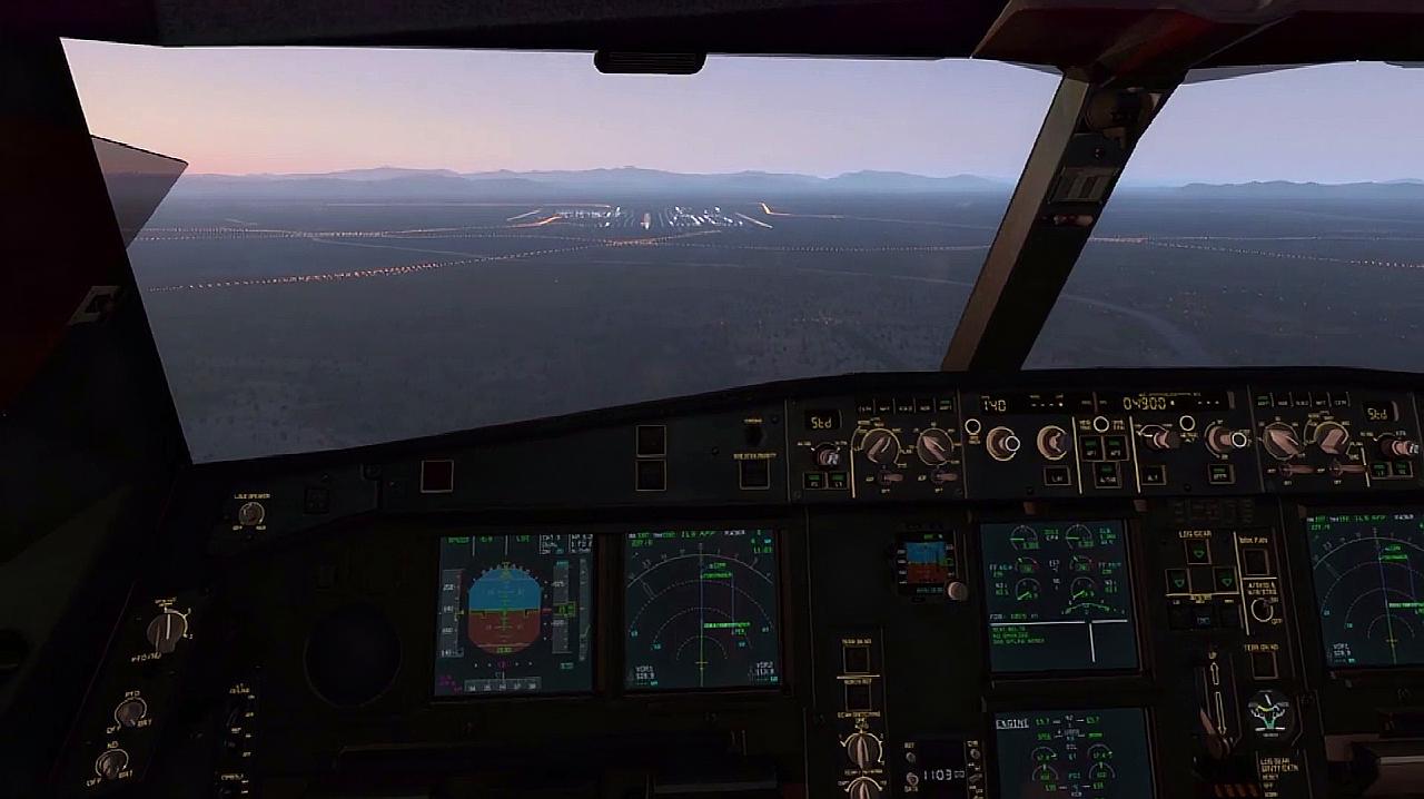 模拟飞行,国航A330黄昏下侧风降落北京首都国际机场