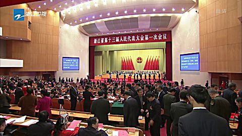 省十三届人大一次会议举行第三次全体会议 浙江新闻联播 180130
