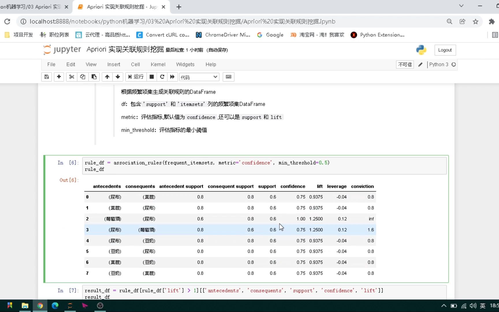 【5】代码案例模板--使用mlxtend中的apriori基本方法--python关联规则...