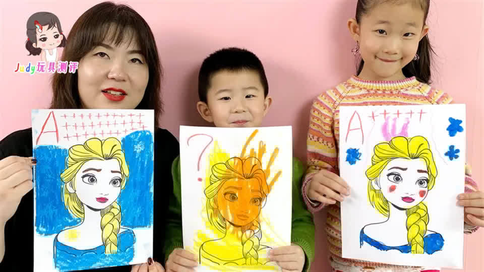 宝宝为冰雪奇缘2艾莎公主涂色儿童绘画颜色启蒙涂鸦