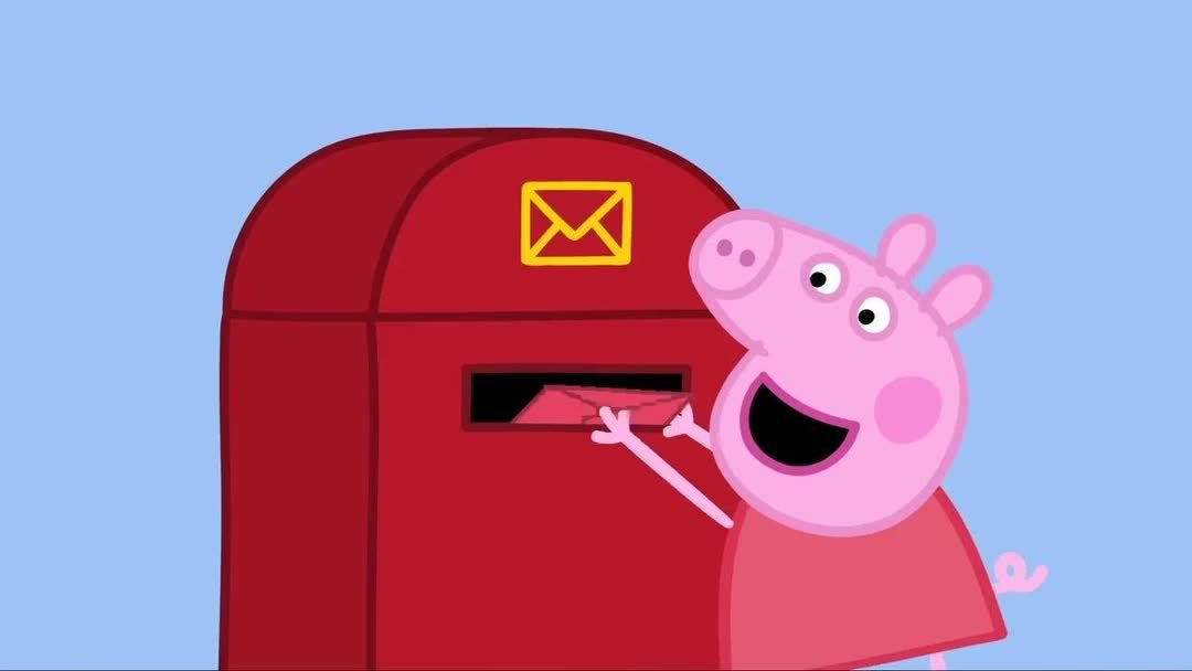 猪妈妈帮佩奇给苏怡写了一封回信,佩奇选了红色信封把信放进邮筒