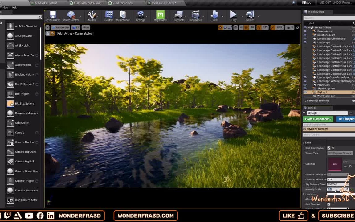 Unreal Engine 4.27 - Game Environment - Forest with River and Lakes - ...