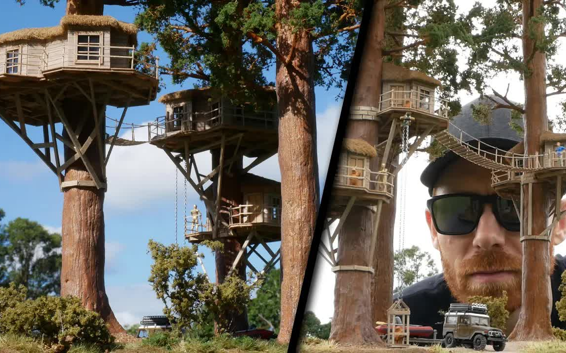 【微缩模型】造一个迷你版-我的梦想树屋 – 超精细仿真场景模型!