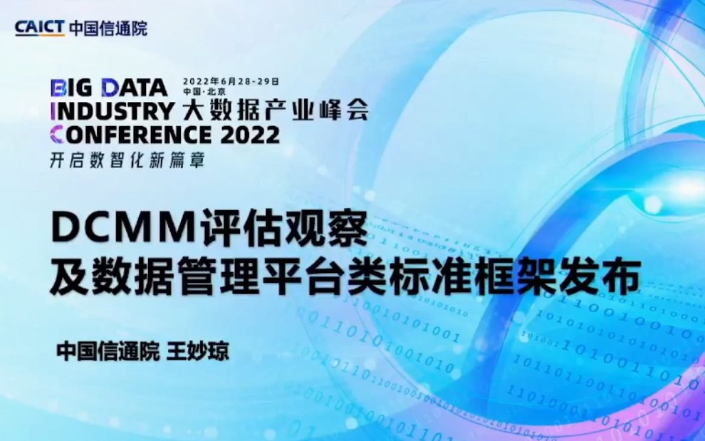 2022大数据产业峰会《DCMM评估观察及数据资产管理技术工具标准...