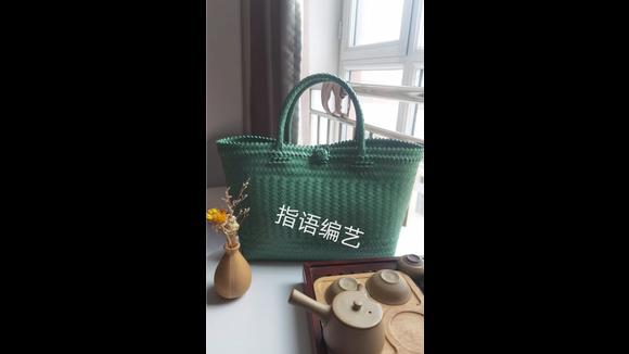 原生材料细条编织篮,横纹改竖纹编织教程四