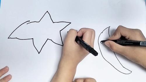 哥哥弟弟比赛画星空星星简笔画,月亮简笔画,创意简笔画,亲子画