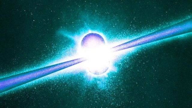两个中子星撞击后发生了爆炸,爆炸迸发出来的能量影响了整个星系