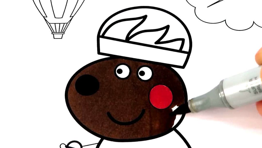 少儿创意美术绘画 画小猪佩奇和小伙伴骑自行车玩