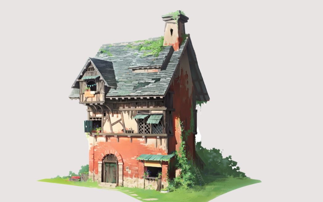 【零基础】3dmax传统手绘场景模型+贴图制作