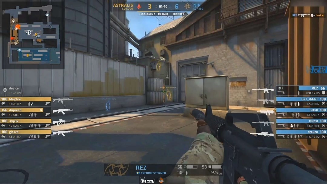 CSGO:A队不玩套路,正面刚追比分,魔男这操作堪比自瞄!