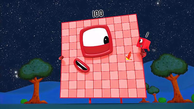 数字方块动画:数字100由多少个方块小1组成?趣味学习数数!